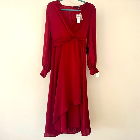 Express | Dresses | Express Dress Express Satin Twist Front Midi Dress ...